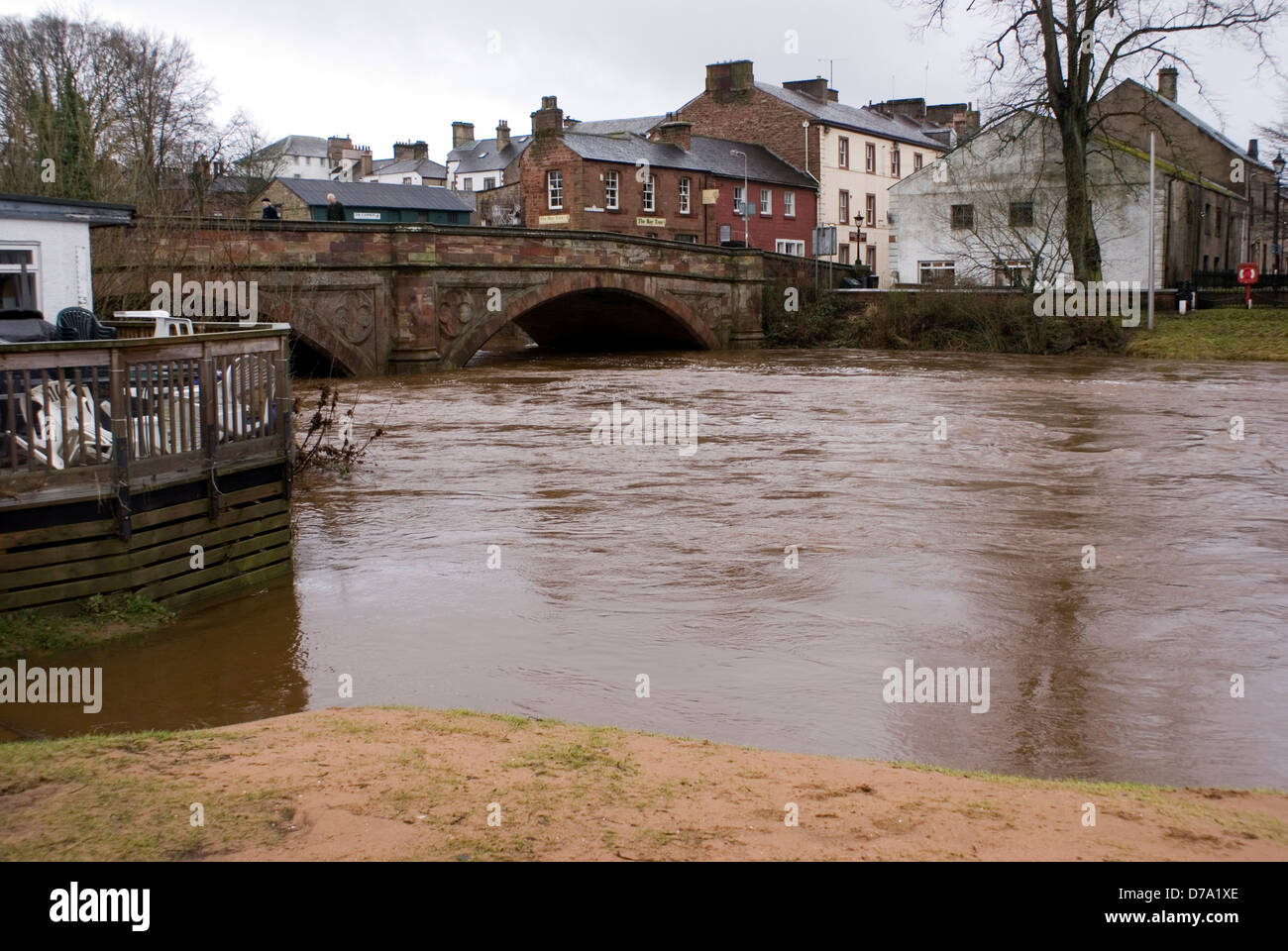 UK Appleby-in-Westmorland River Eden flooding at Appleby-in-Westmorland ...
