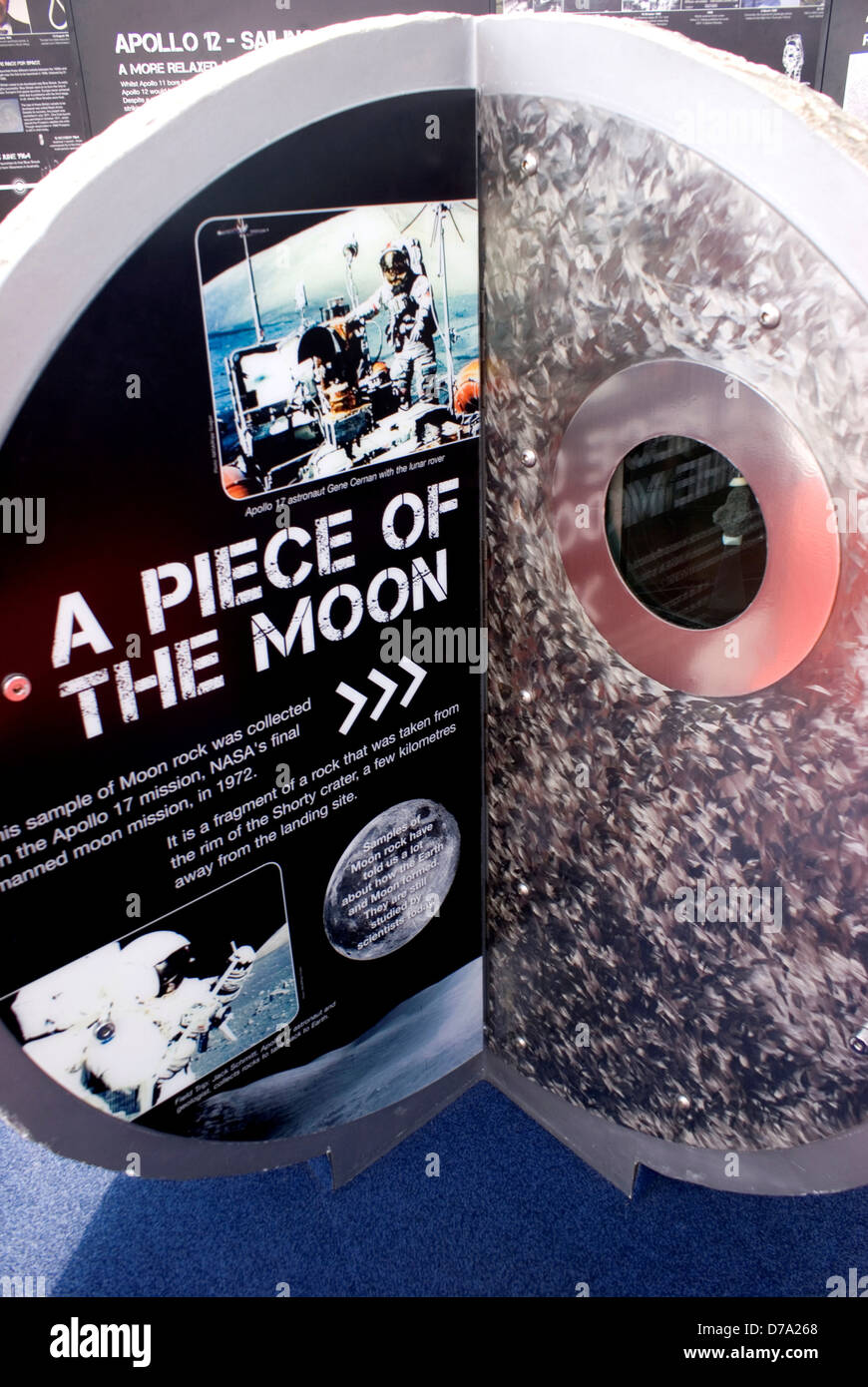 UK Leicester Moon rock display at Leicester Space Centre Stock Photo ...