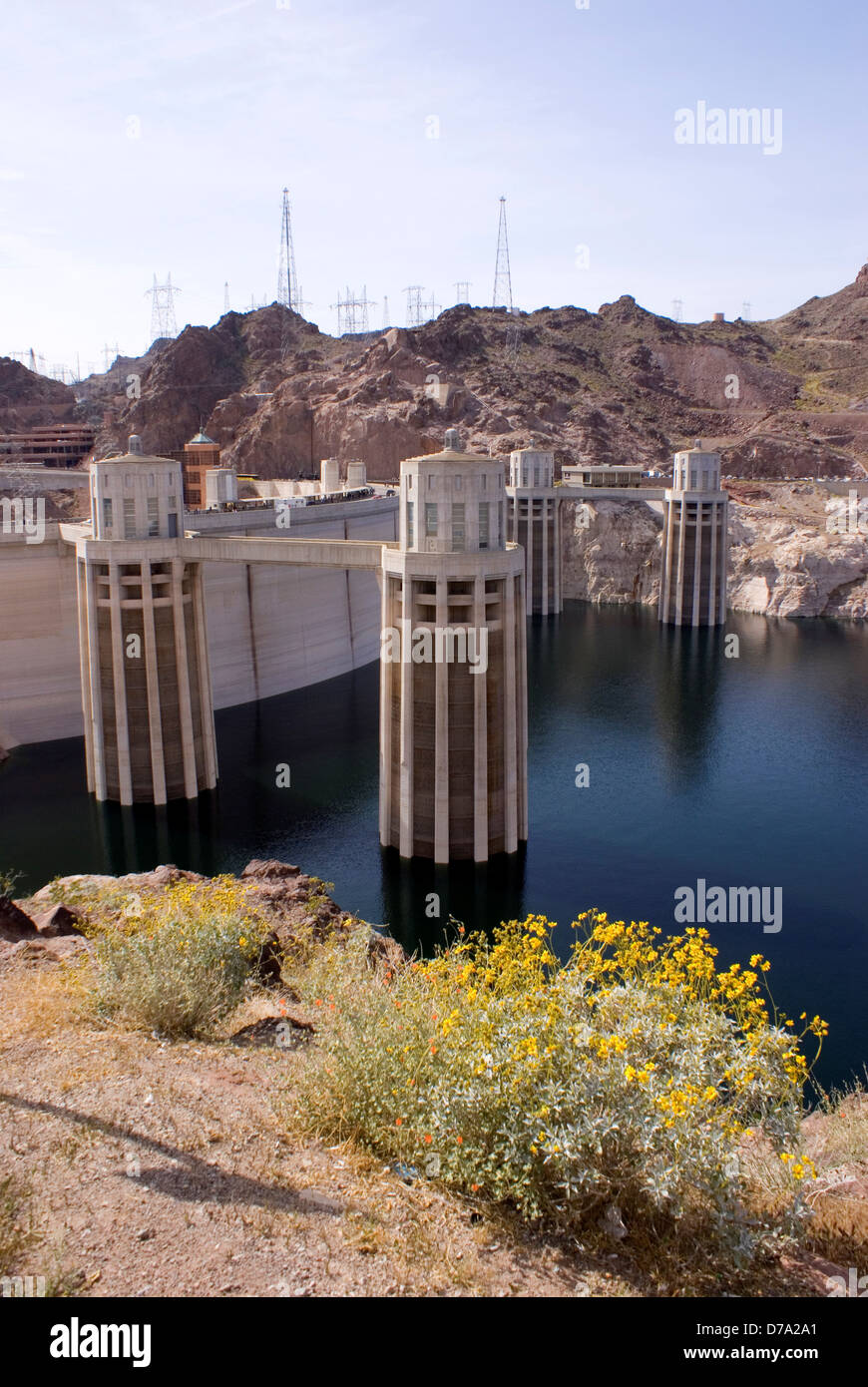 USA Arizona/Nevada Lake Mead upper cofferdam at Hoover Dam showing ...