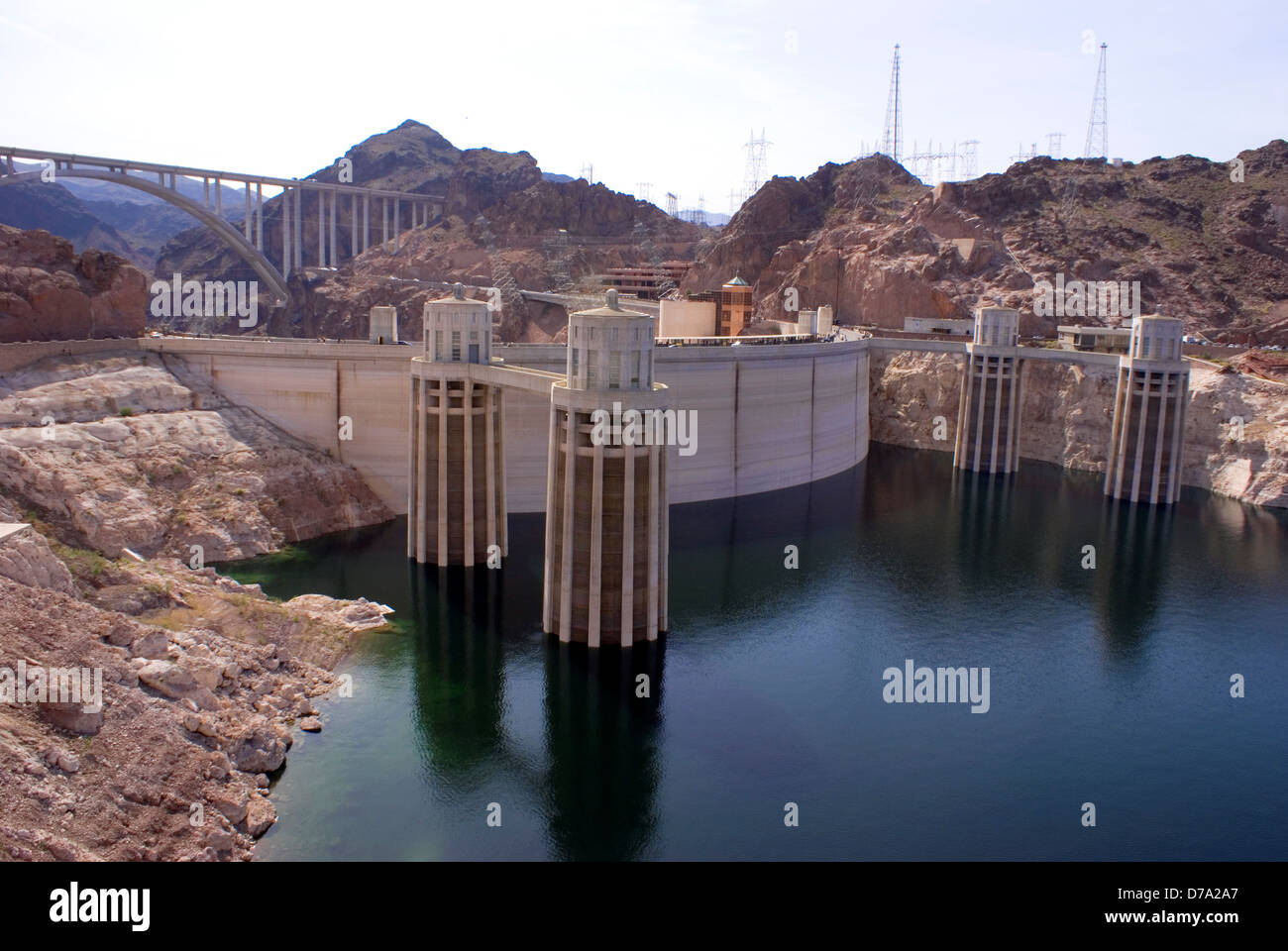 USA Arizona/Nevada Lake Mead upper cofferdam at Hoover Dam showing ...