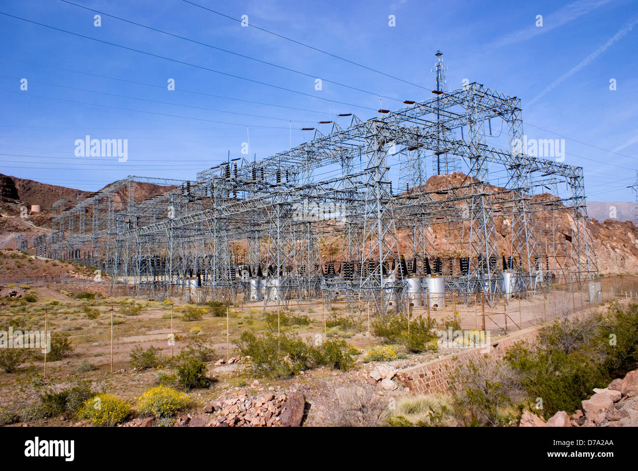 USA Arizona/Nevada Electricity substation above Hoover Dam Stock Photo ...