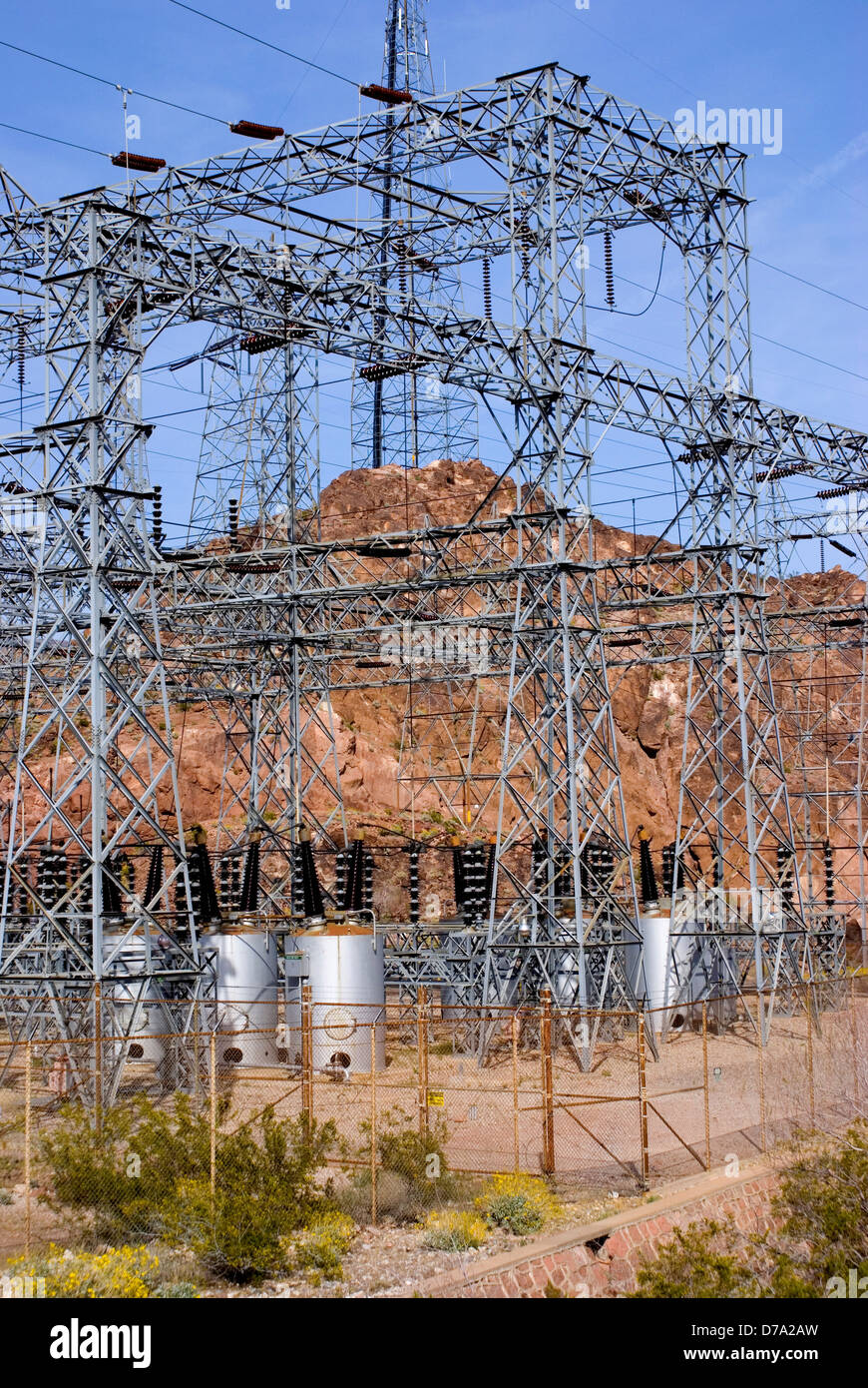 USA Arizona/Nevada Electricity substation above Hoover Dam Stock Photo ...