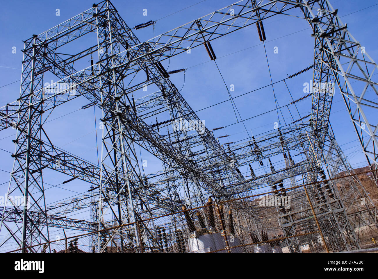 USA Arizona/Nevada Electricity substation above Hoover Dam Stock Photo ...