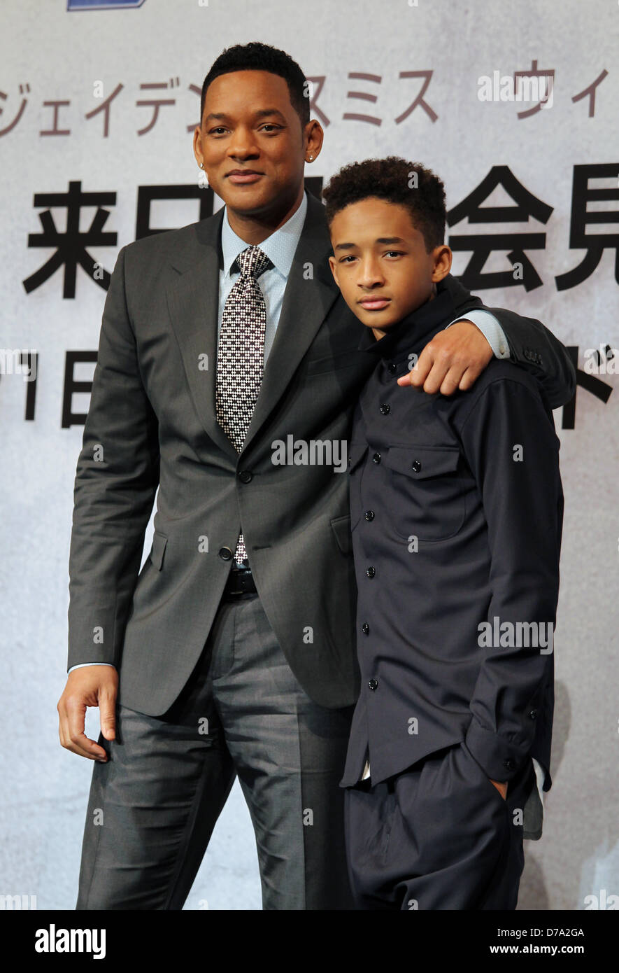 Tokyo, Japan. May 2, 2013. Actor WILL SMITH and his son JADEN SMITH ...