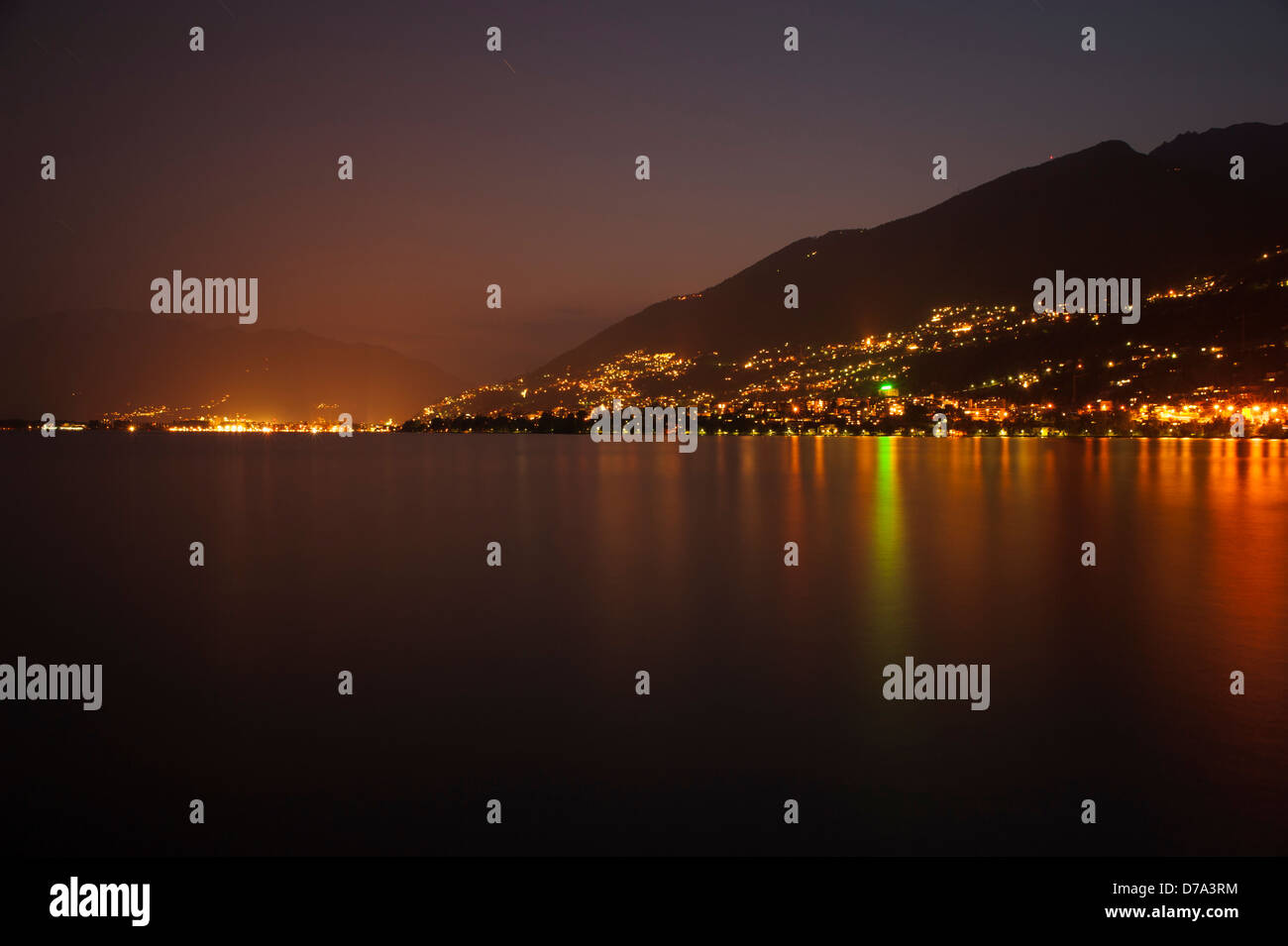Lake Maggiore - Locarno at night Stock Photo - Alamy