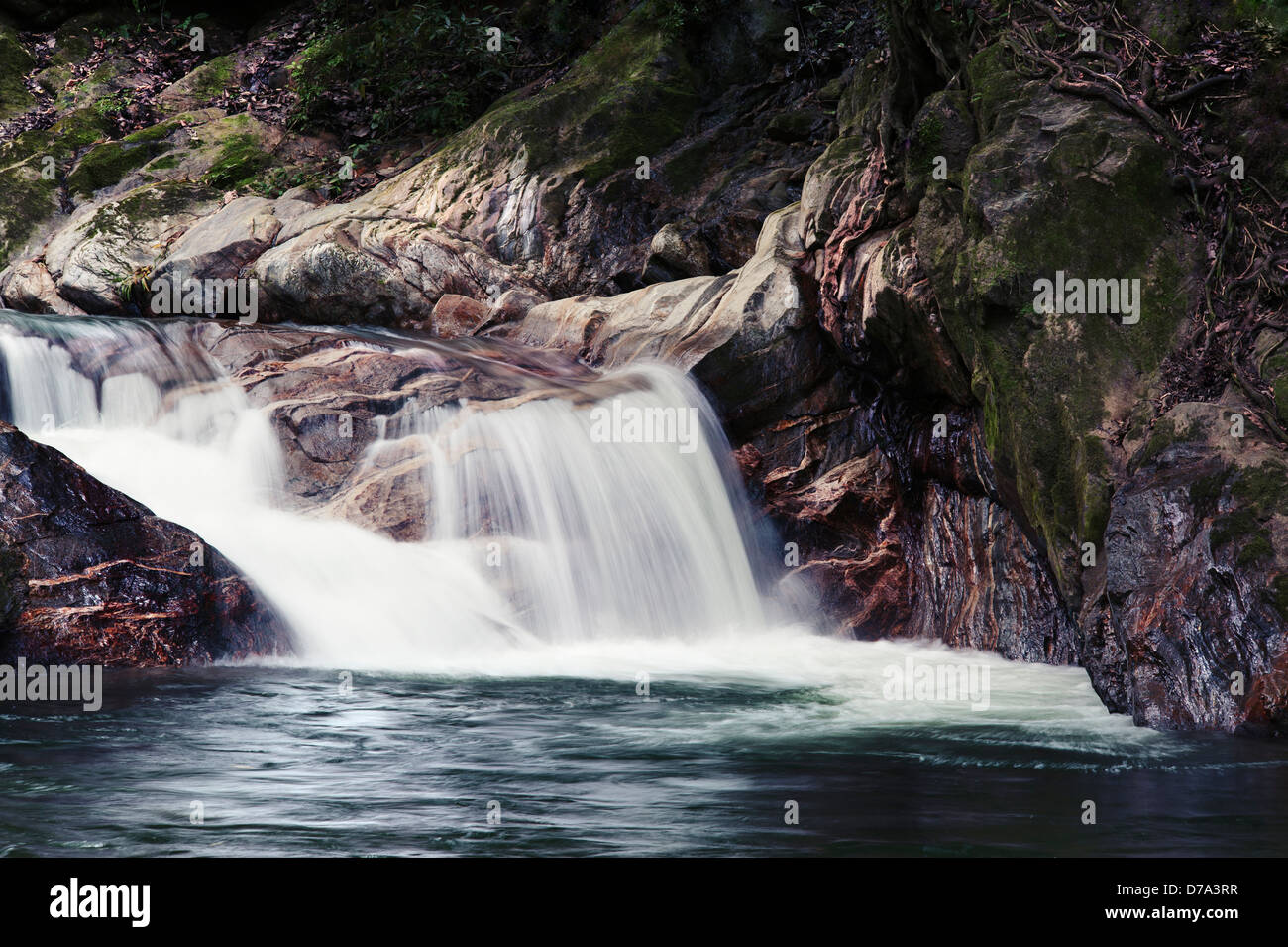 The waterfall of Pozo Azul in the Sierra Nevada de Santa Marta ...