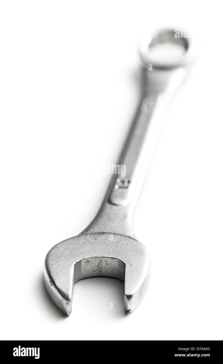 chrome spanner on white background Stock Photo - Alamy