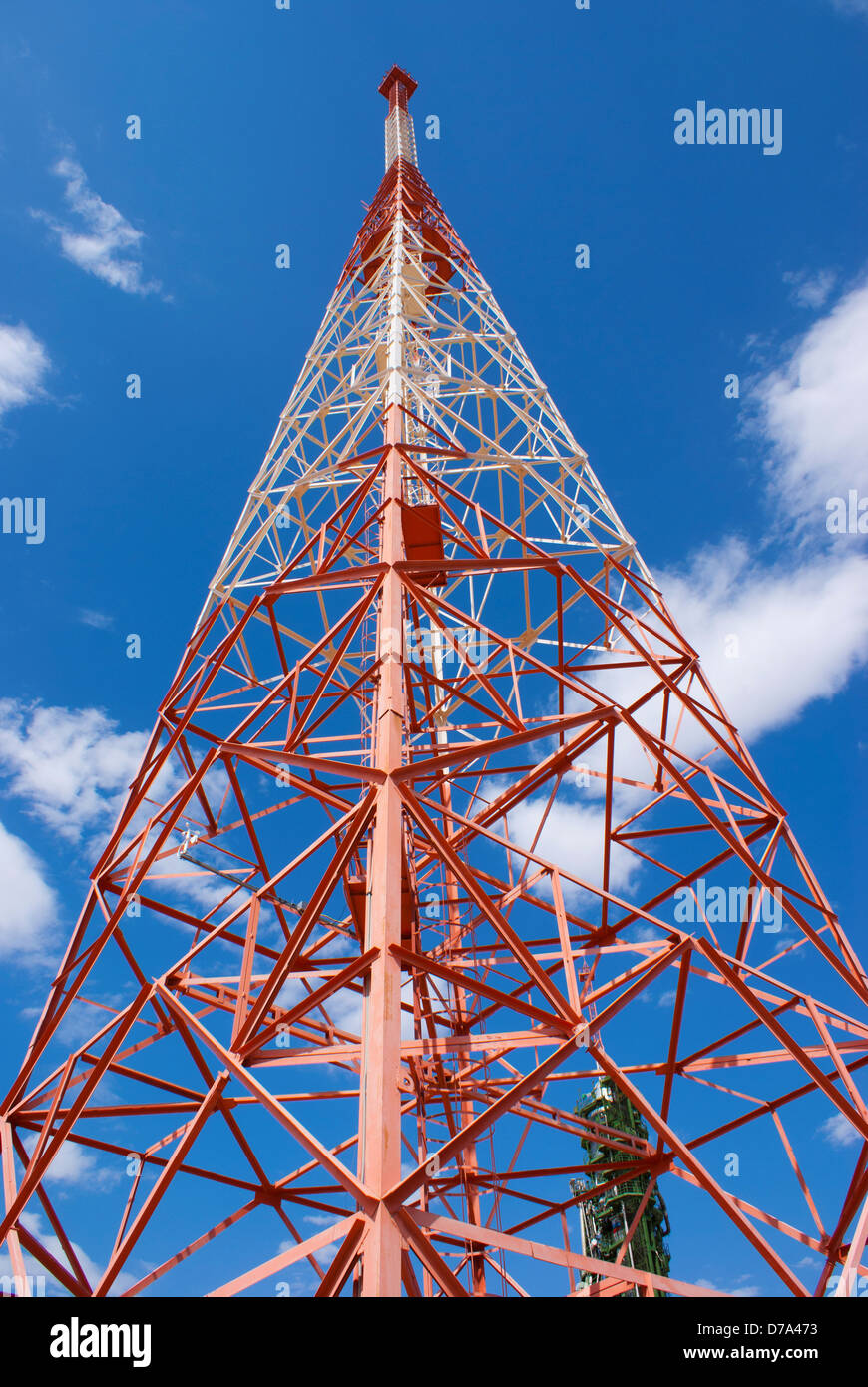 Lightning conductor tower on launch pad at Baikonur Cosmodrome ...