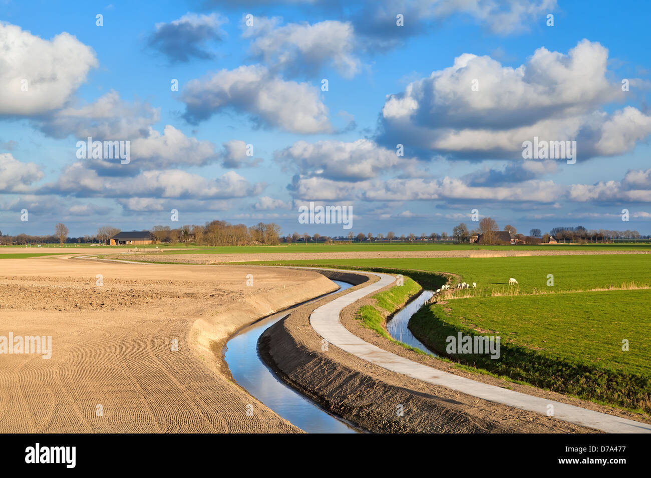 rural curved road for bikes in Dutch farmland, Holland Stock Photo - Alamy