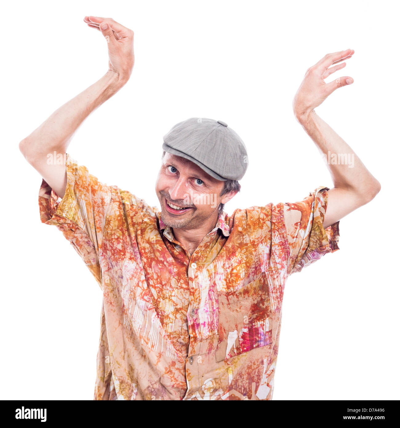 Happy man having fun, isolated on white background Stock Photo - Alamy