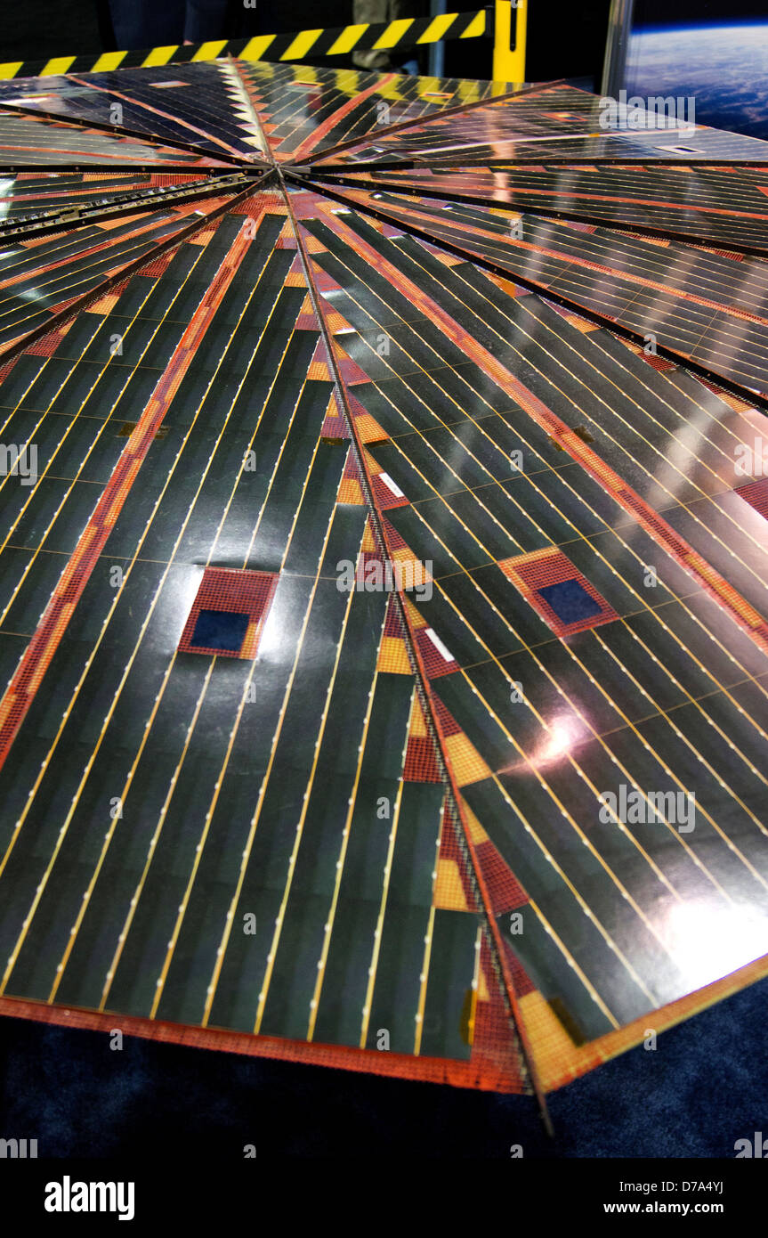 USA California Los Angeles Circular deployable spacecraft solar array ...