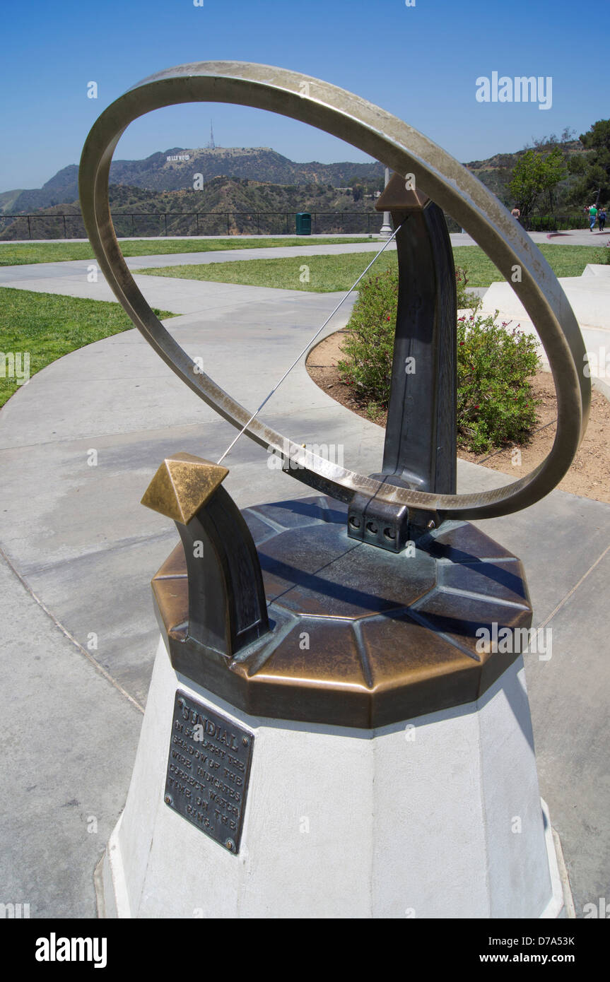 USA California Los Angeles Sundial at Griffith Observatory Stock Photo ...