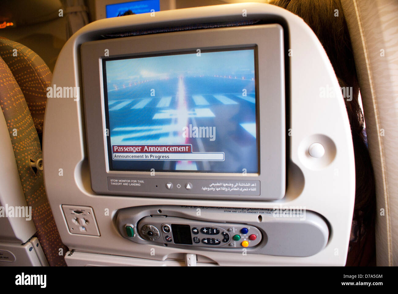 Aircraft seatback TV screen handset Stock Photo - Alamy