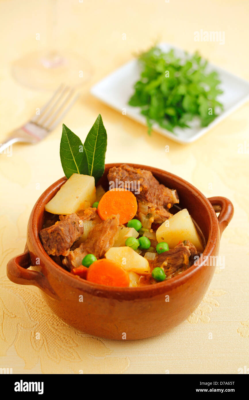 Stewed lamb with vegetables. Recipe available Stock Photo - Alamy