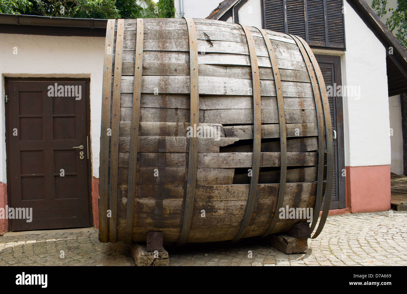 very old large wine barrel, oval shaped Stock Photo - Alamy