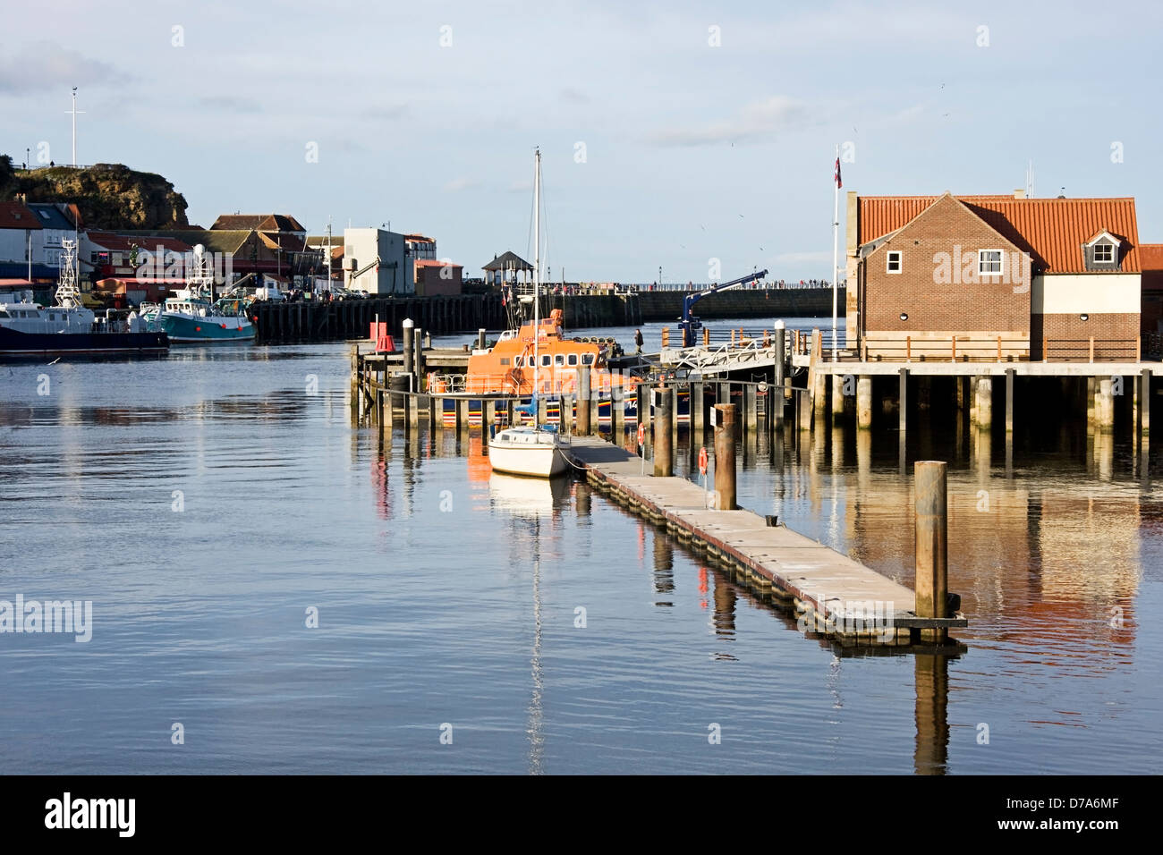 Photograph of Whitby lifeboat moored in Whitby harbour Stock Photo - Alamy