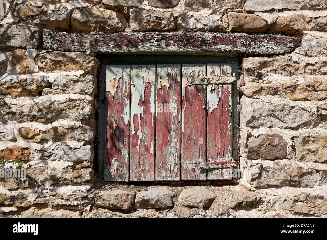 Window detail of stone barn farm building North Yorkshire England UK ...