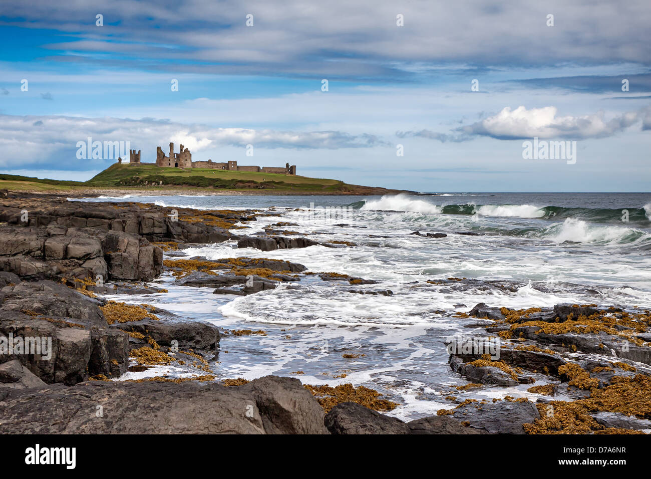 View of Dunstanburgh Castle at Craster Northumberland Stock Photo - Alamy