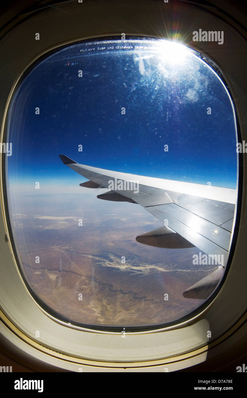 View out airplane window Stock Photo - Alamy