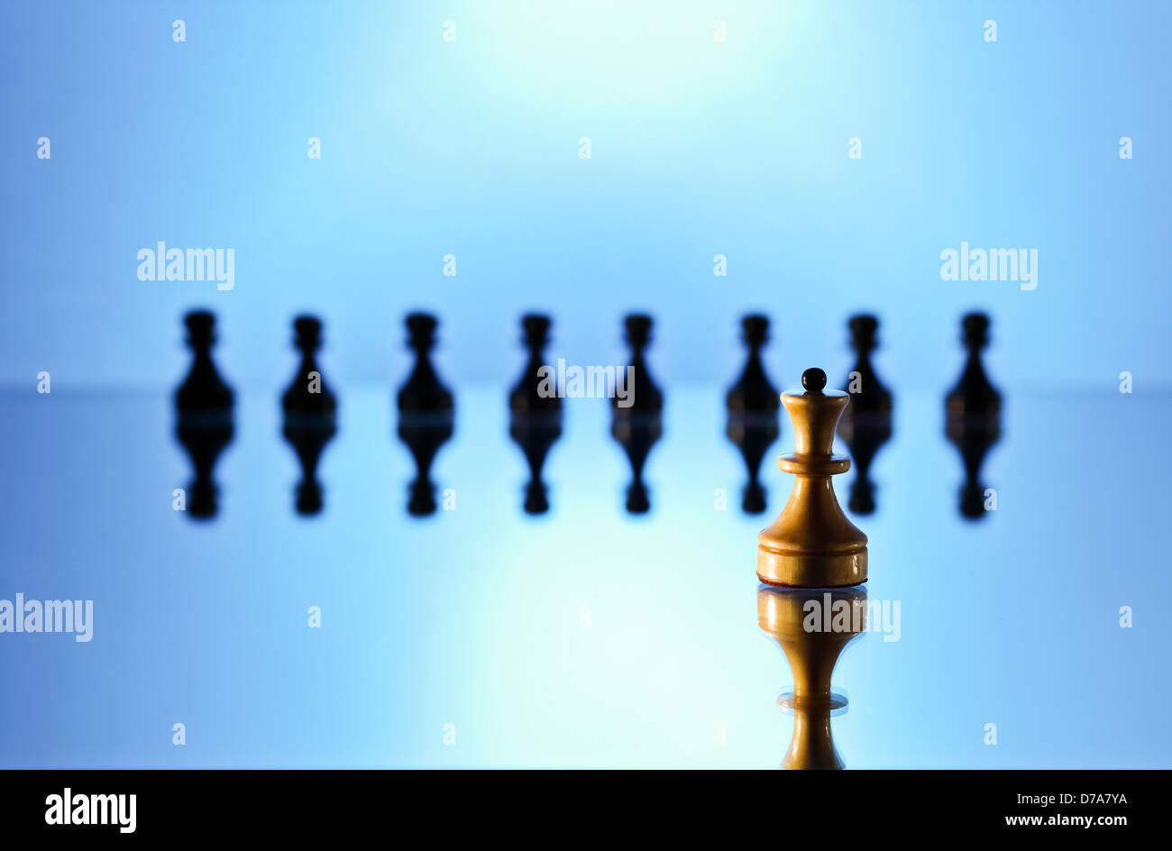 chess on a mirror table , focus on a foreground Stock Photo - Alamy
