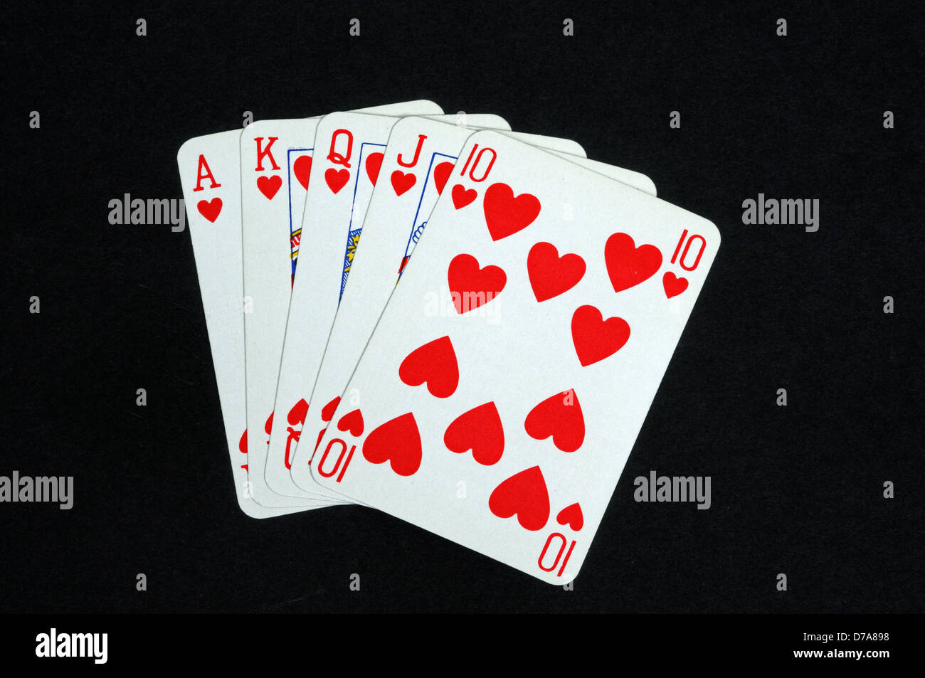 Straight poker hand cards fanned hi-res stock photography and images ...
