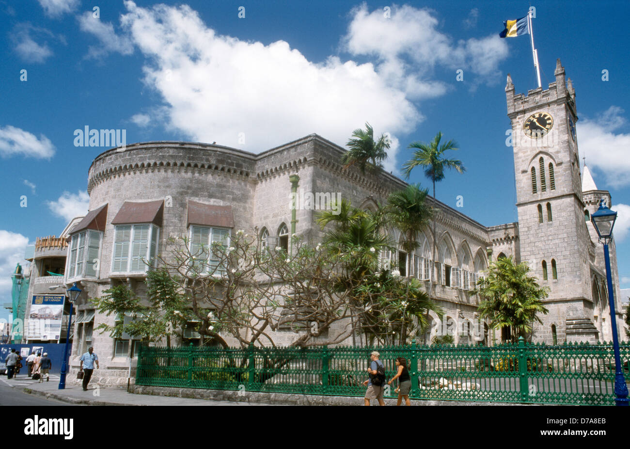 Barbados georgetown People Walking By Parliament Building Stock Photo ...