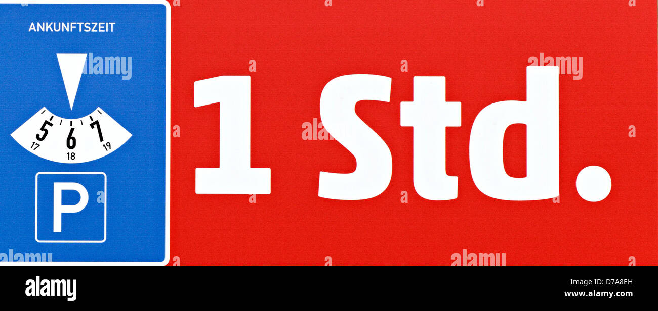 German 1 Hour Parking Sign Stock Photo - Alamy