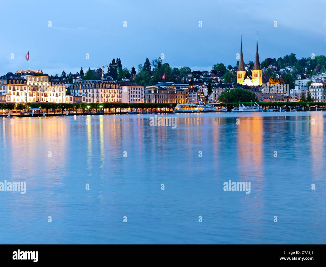 Lake Lucerne in Switzerland at Dusk Stock Photo - Alamy