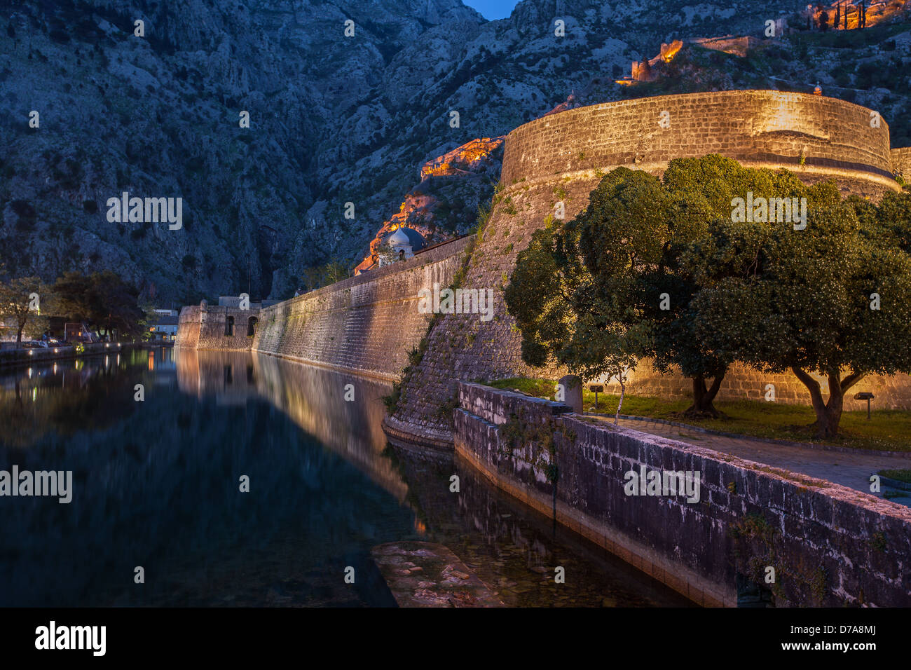 Kotor old City Wall Fortifications , UNESCO world heritage site. The ...