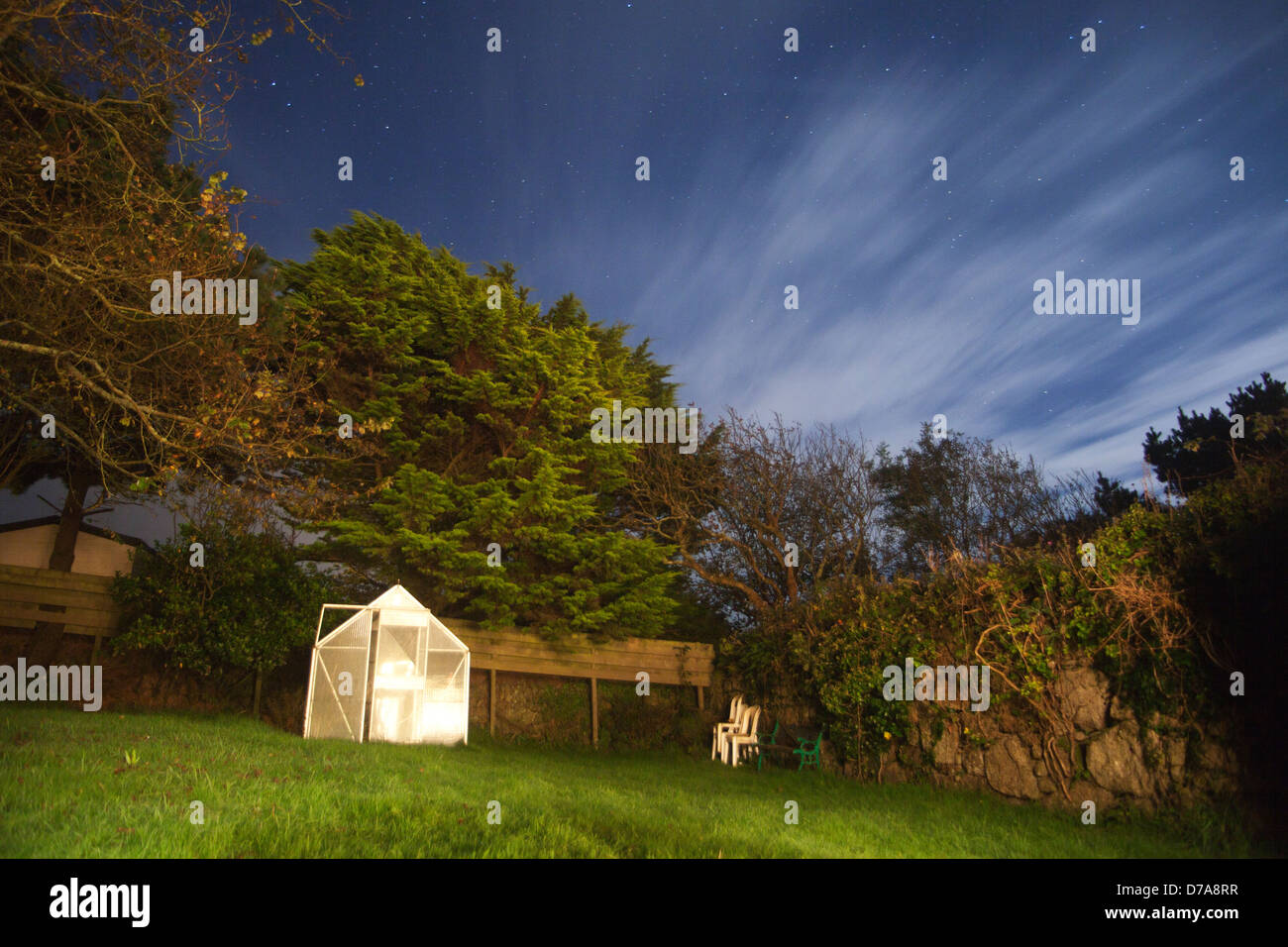 Garden at night Stock Photo - Alamy