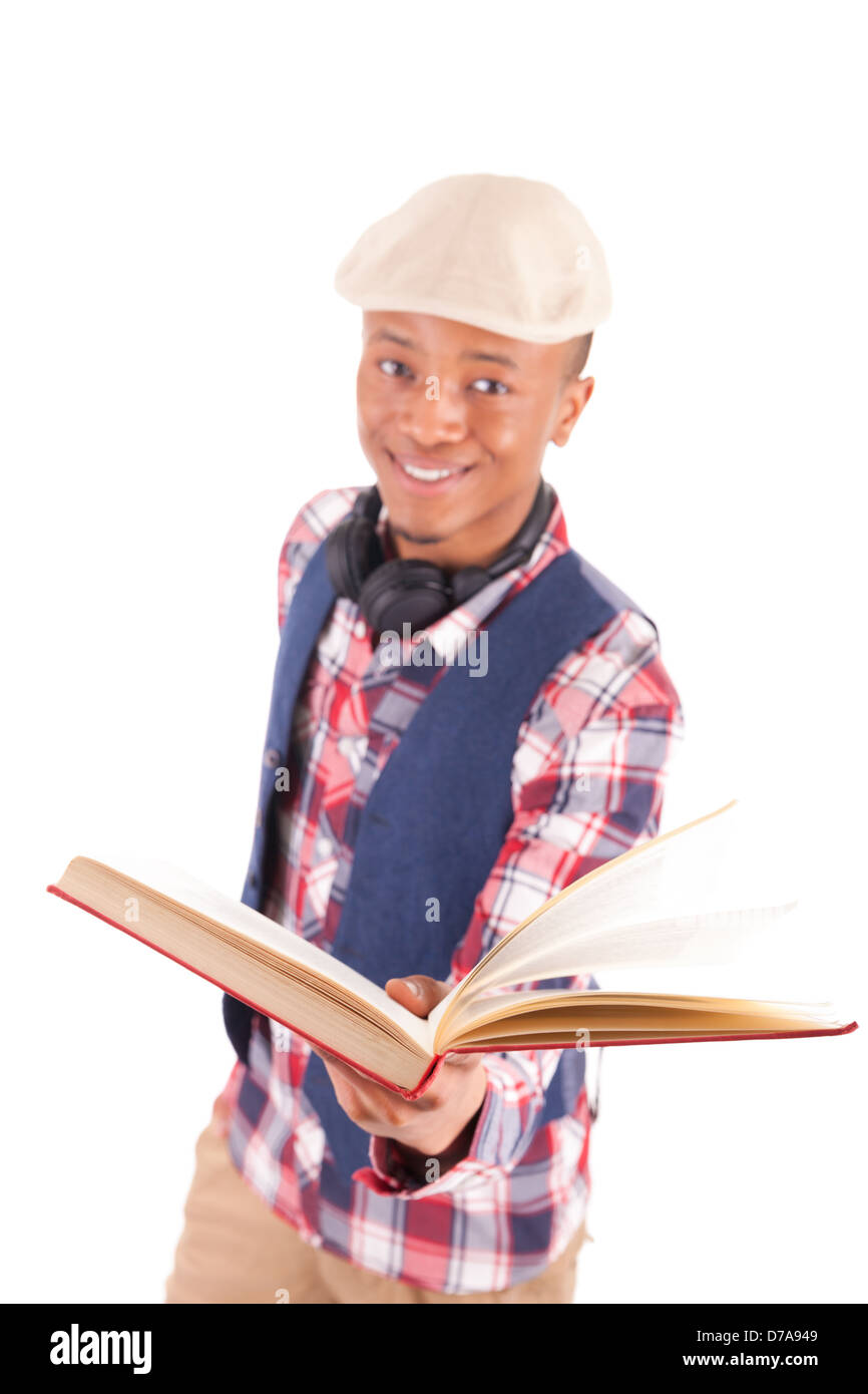 young African American student with a book isolated Stock Photo - Alamy