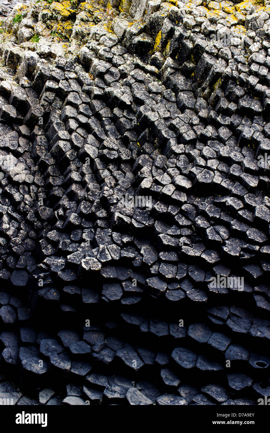 Basalt columns on shore Isle Staffa near Isle Mull Inner Hebrides ...
