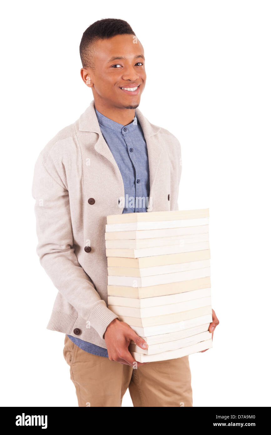 young African American student with a book isolated Stock Photo - Alamy
