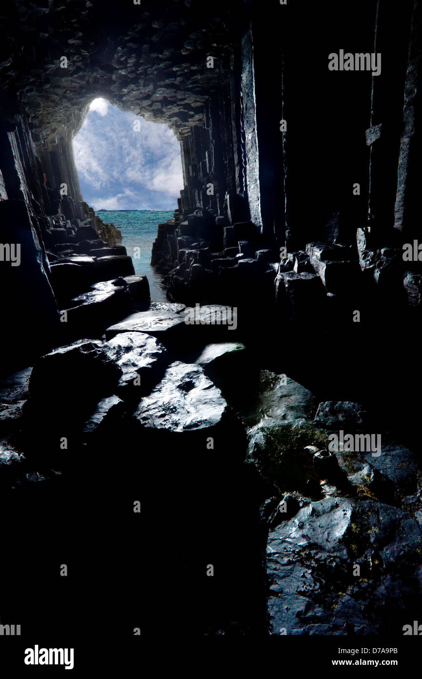 View inside Fingal's Cave Isle Staffa Isle Mull Inner Hebrides Scotland ...