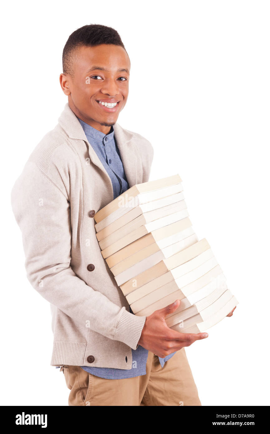 young African American student with a book isolated Stock Photo - Alamy