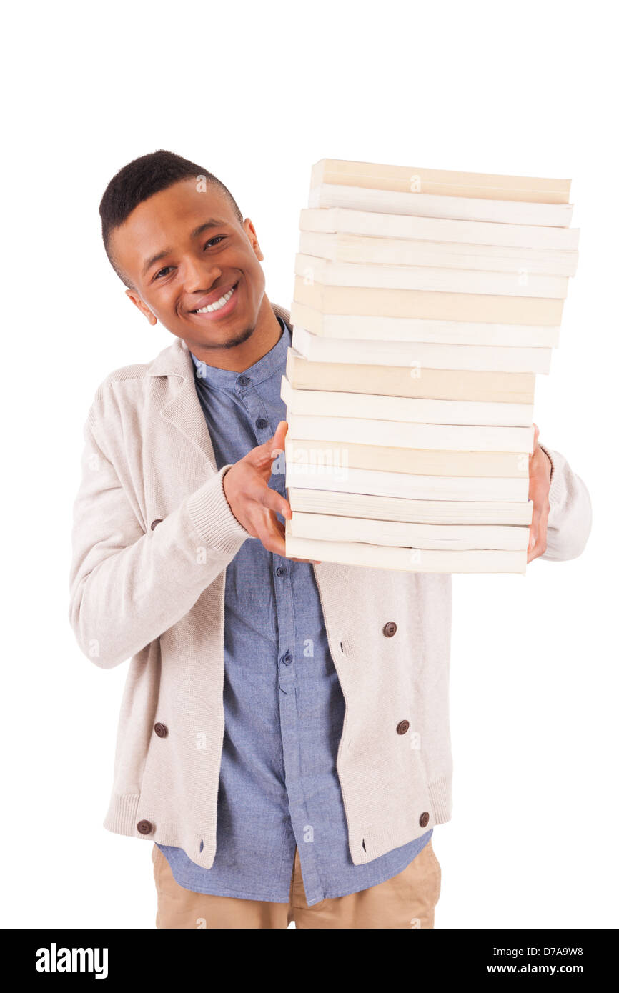 young African American student with a book isolated Stock Photo - Alamy