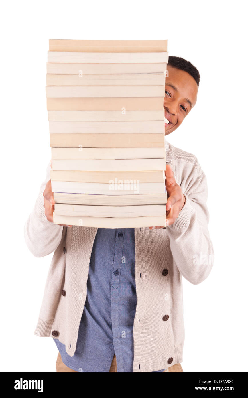 young African American student with a book isolated Stock Photo - Alamy