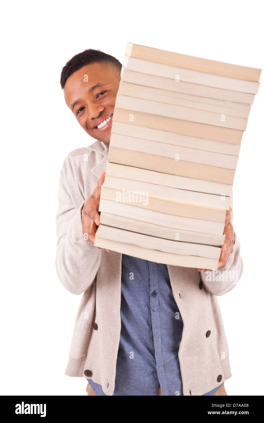 young African American student with a book isolated Stock Photo - Alamy