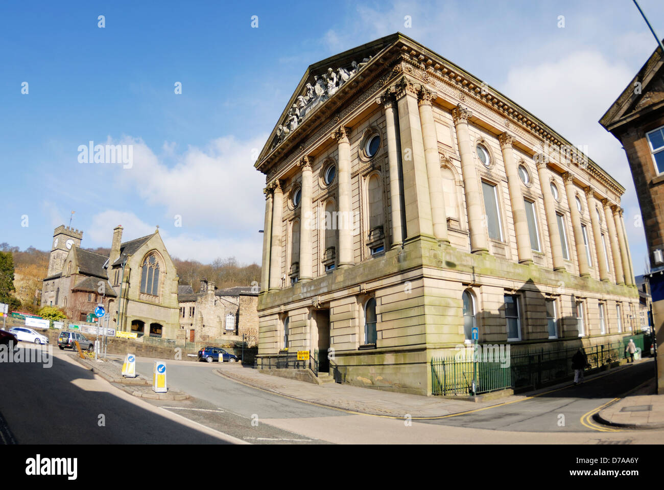 Todmorden Town Hall designed by John Gibson of Westminster Stock Photo ...