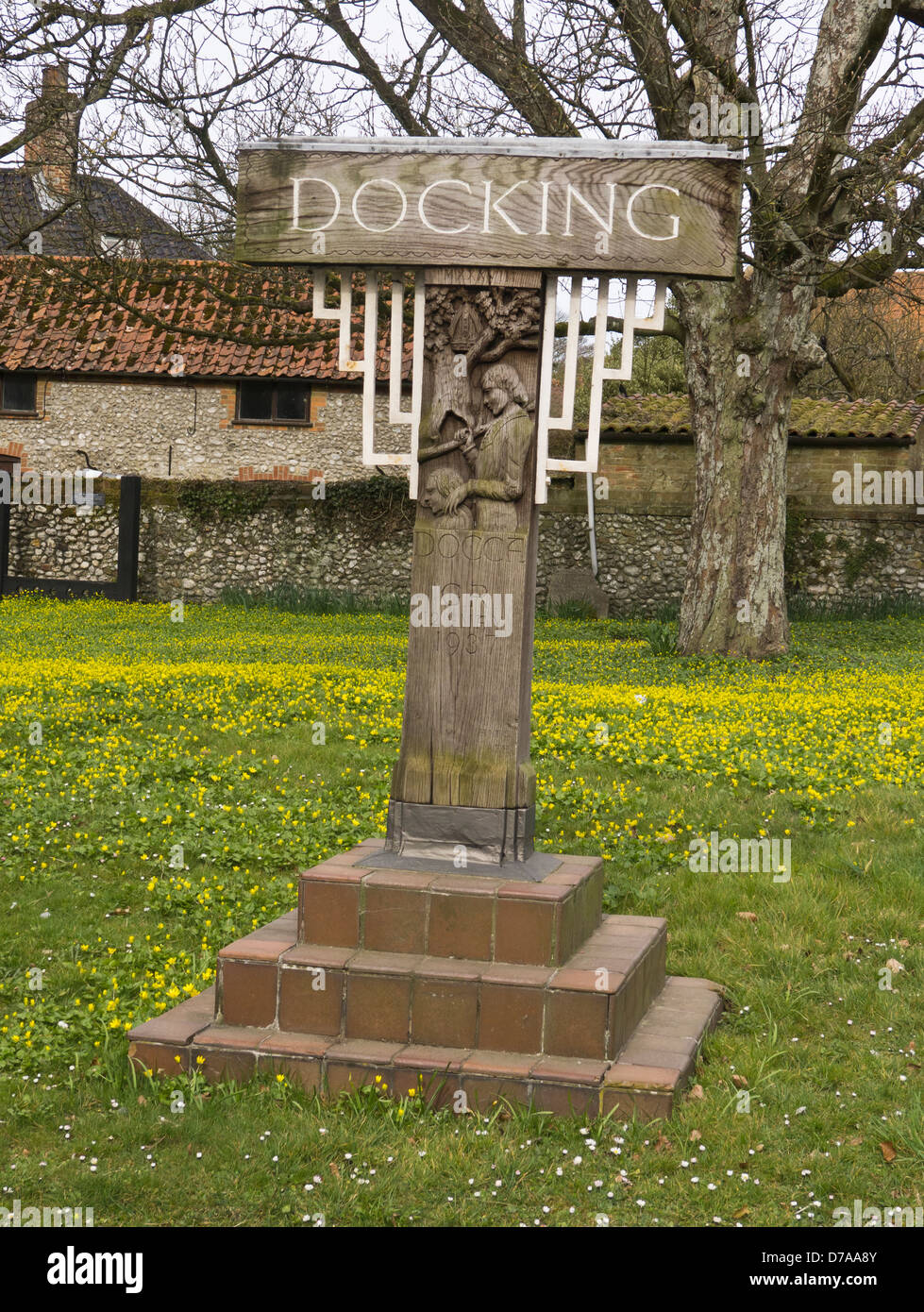 Village sign for Docking Stock Photo - Alamy