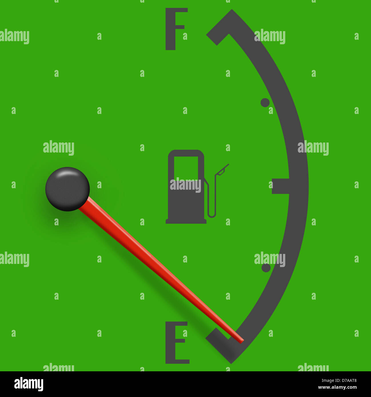 Low fuel sign isolated on a green background Stock Photo - Alamy