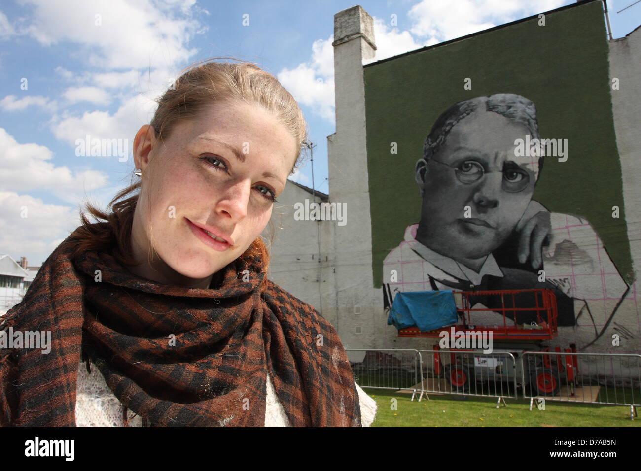 Sheffield graffiti artist, Sarah Yates at the unveiling of her mural of ...