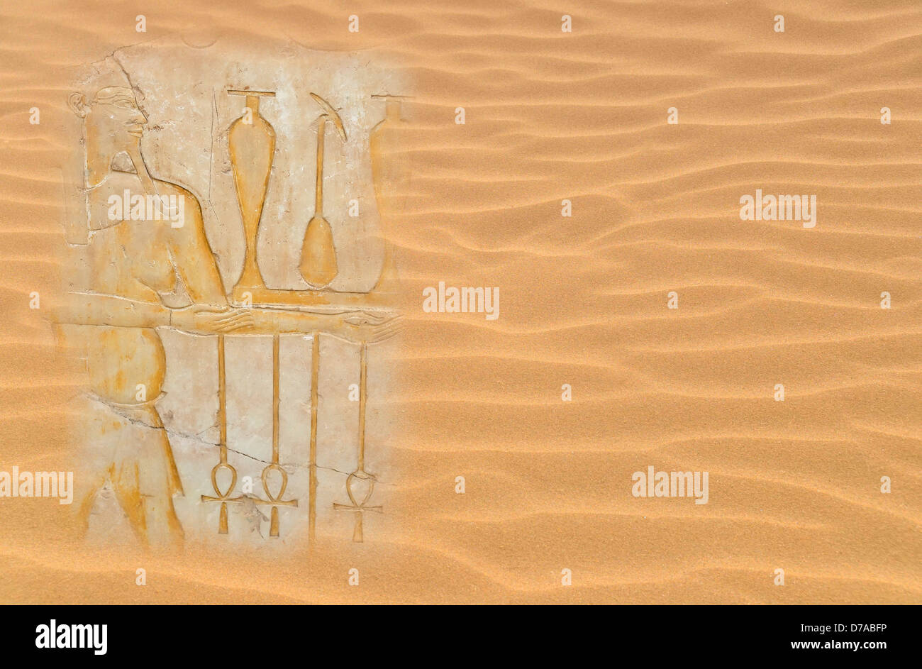 Image of egyptian hieroglyphs hidden under the desert sand Stock Photo ...