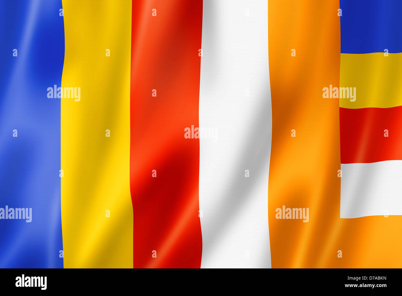 Buddhism flag, three dimensional render, satin texture Stock Photo - Alamy