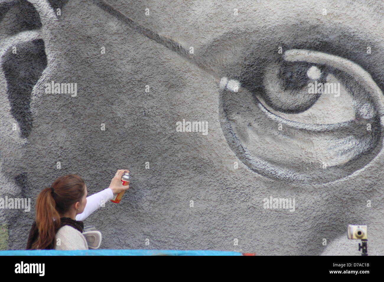 Sheffield, UK. 2nd May 2013: Professional graffiti artist, Sarah Yates ...