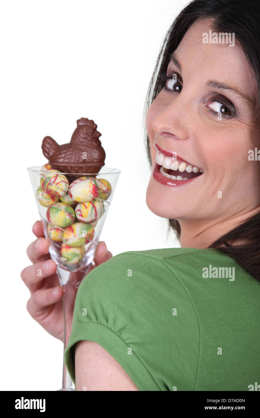 Woman guilty chocolate hi-res stock photography and images - Alamy