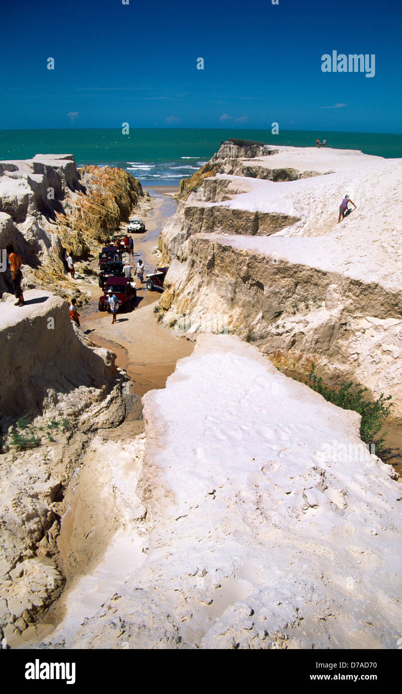 tourists and beach buggies sand cliffs canoe quebrada ceara brazil ...