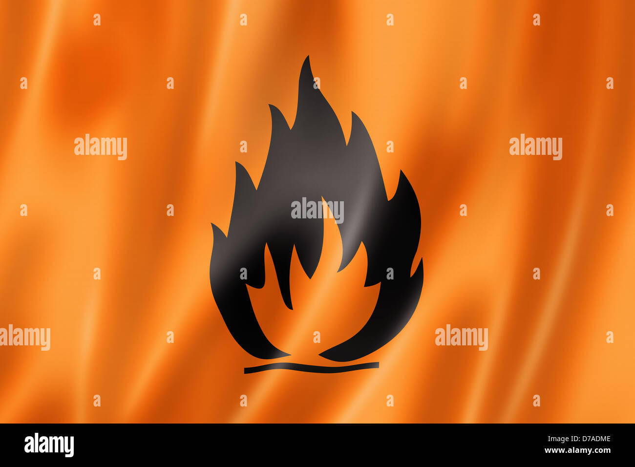 Flammable icon flag, three dimensional render, satin texture Stock ...