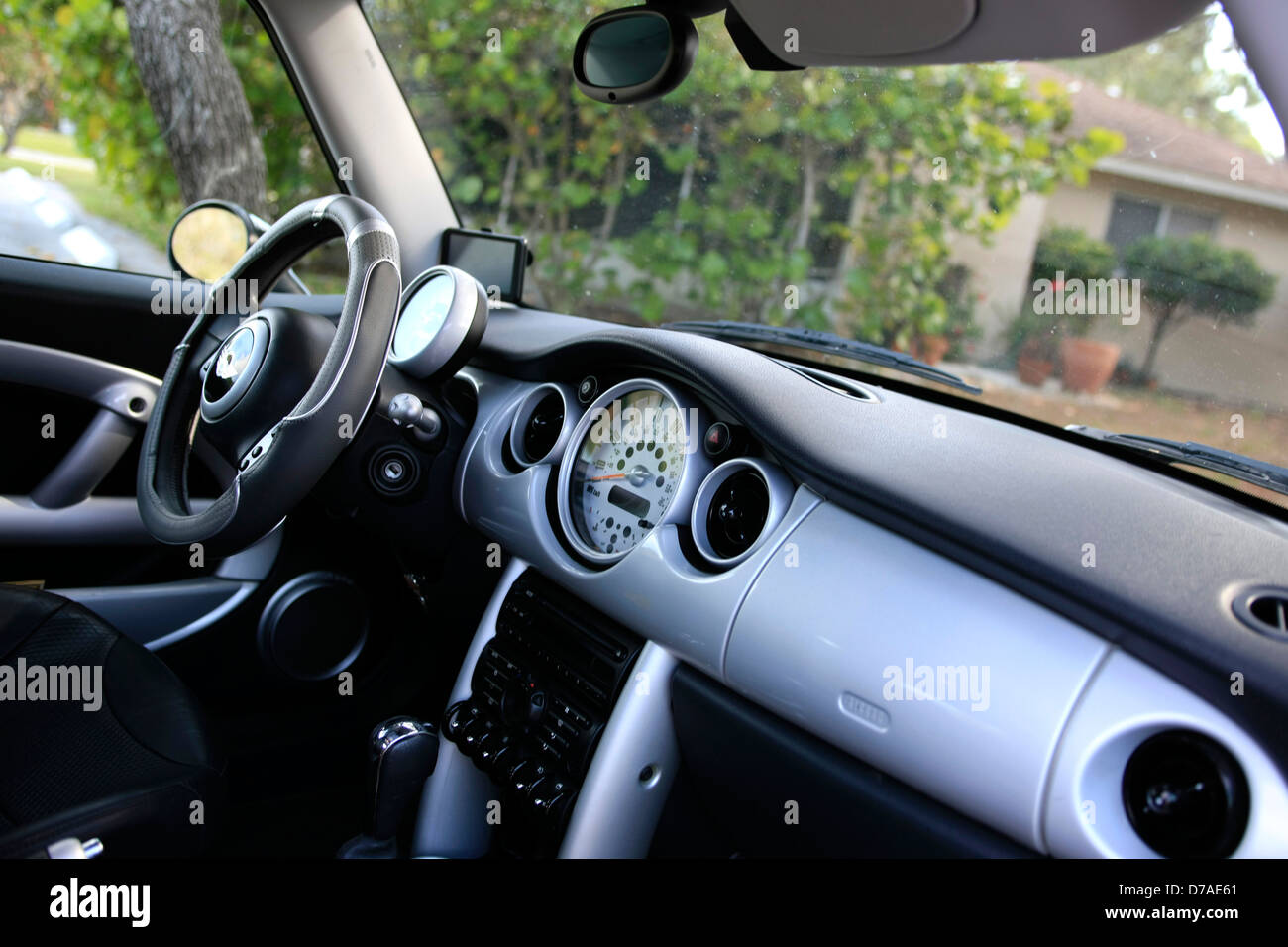 The front seats and cockpit of a modern BMW Mini Cooper Stock Photo - Alamy