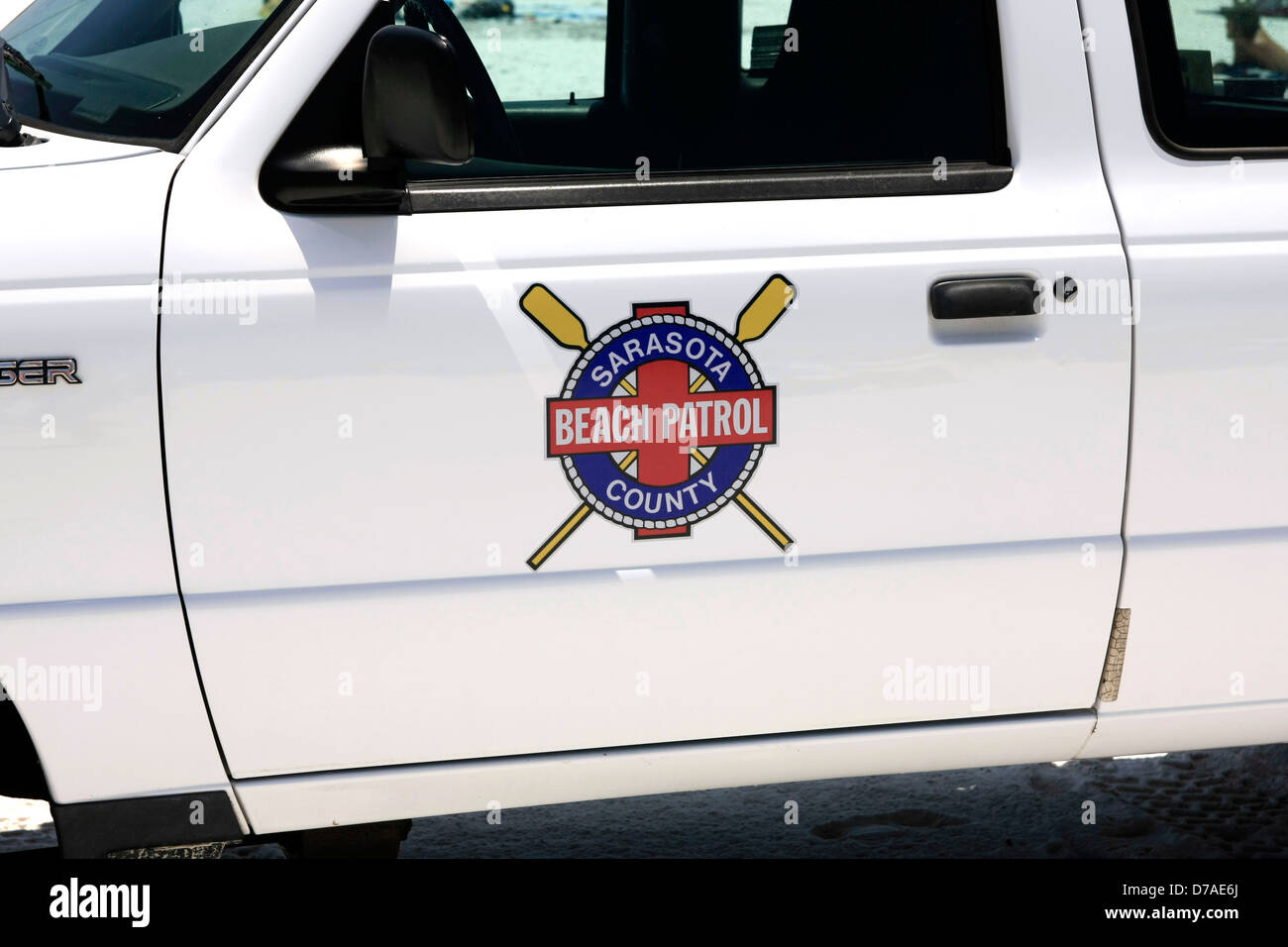 Sarasota County Beach Patrol Vehicle logo in Florida Stock Photo - Alamy